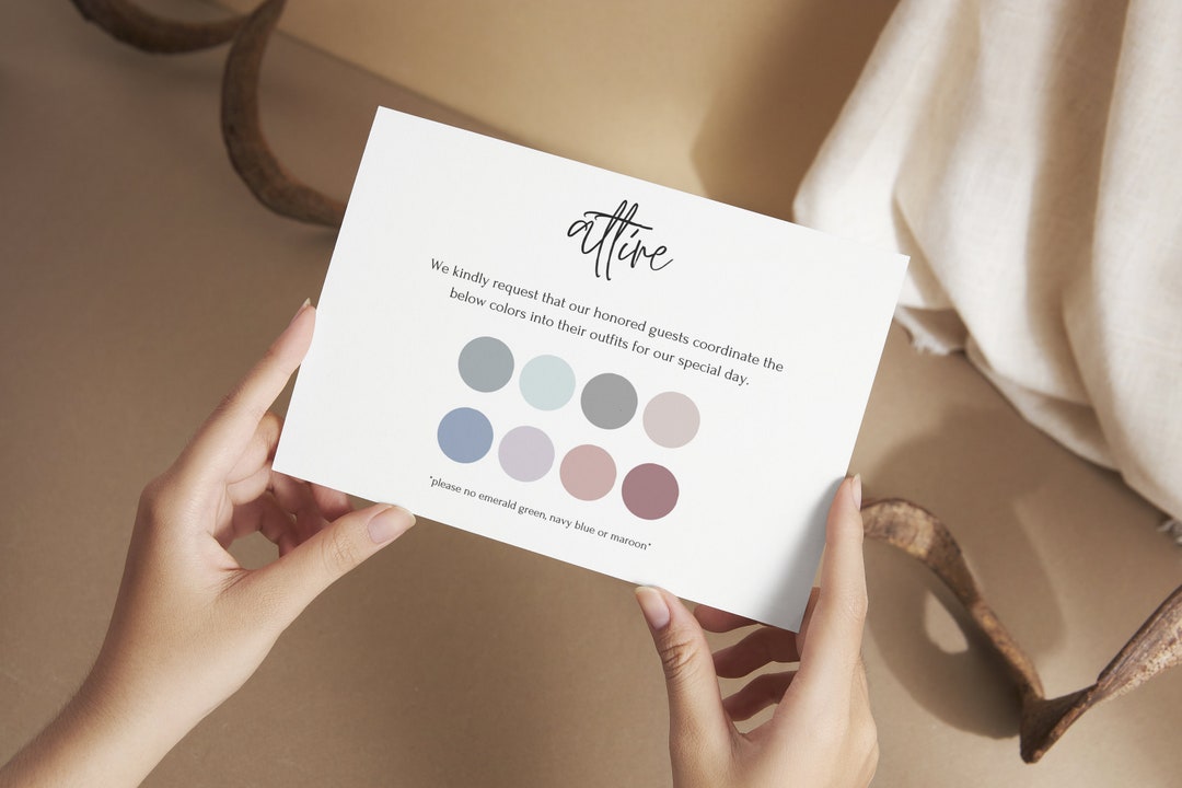 Wedding Attire Details Card Template Color Scheme Template Details ...