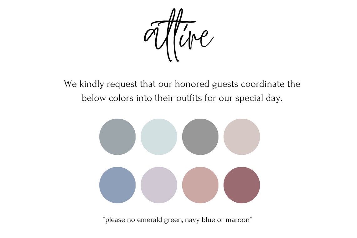 Wedding Attire Details Card Template Color Scheme Template Details ...