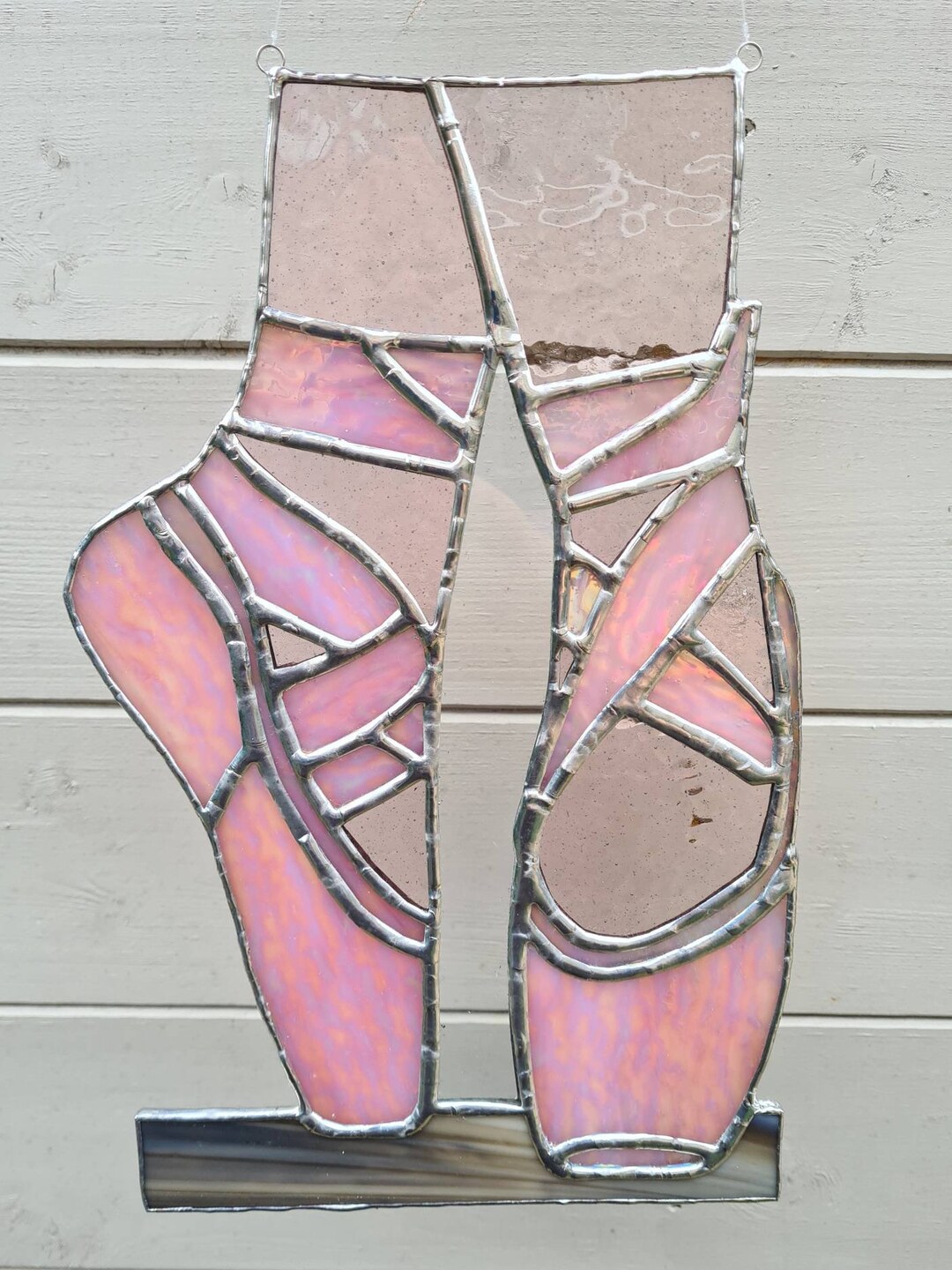 Stained Glass Ballet Shoes: Pink Iridescent Window Hanging - Etsy