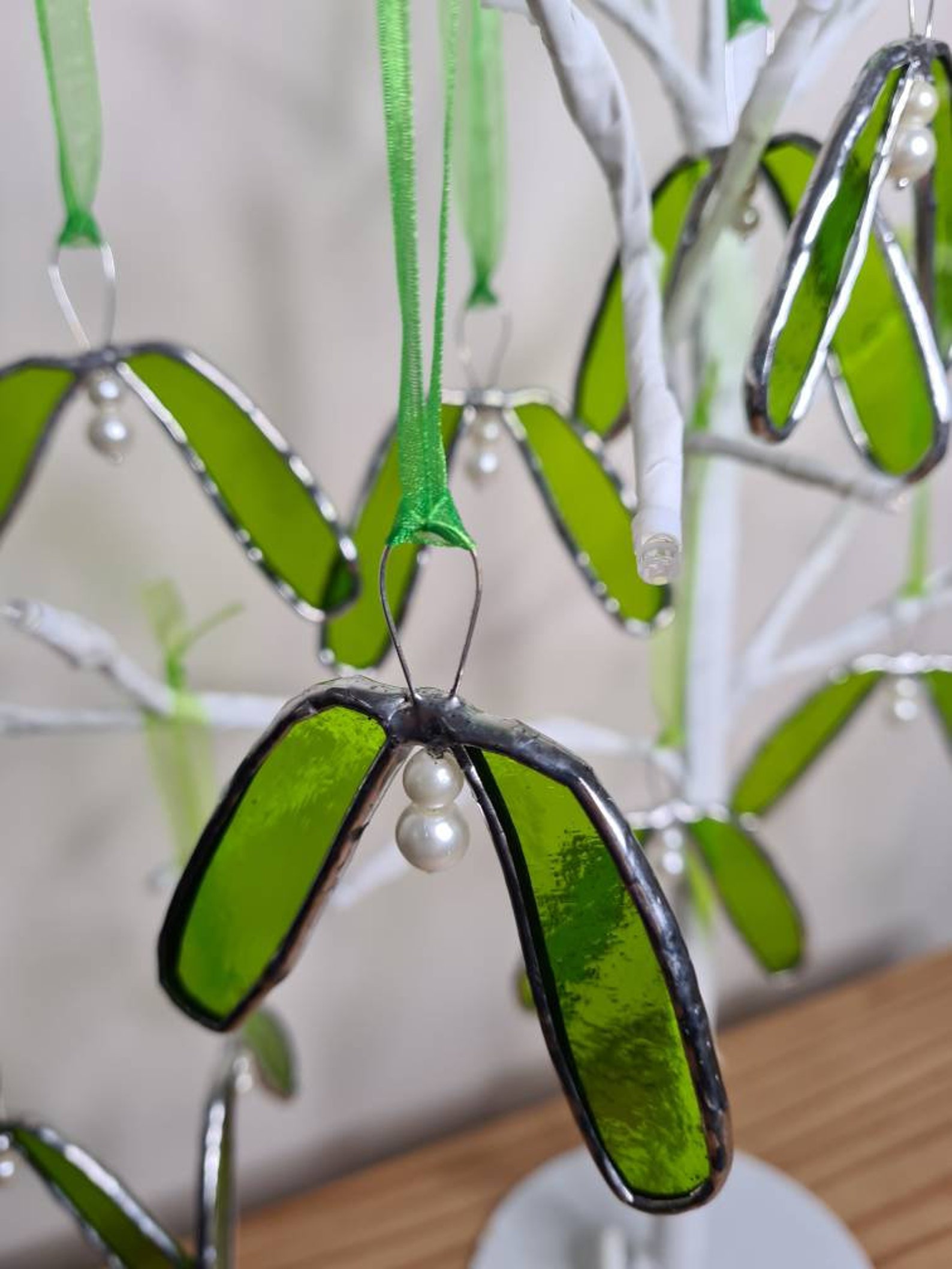 Stained Glass Mistletoe Suncatcher Christmas Decoration | Etsy UK