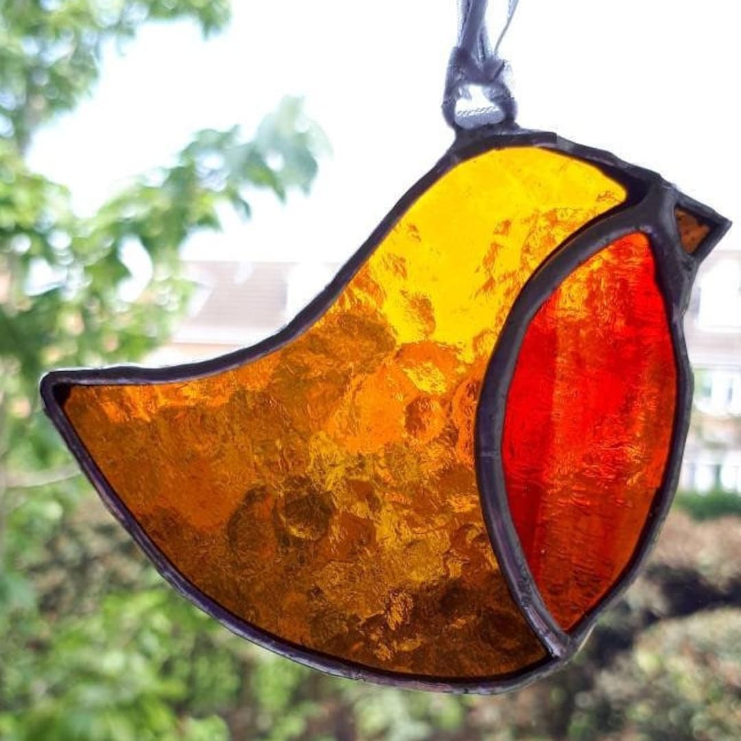 Stained Glass Robin Suncatcher Christmas Decoration Sun Catcher Holiday ...