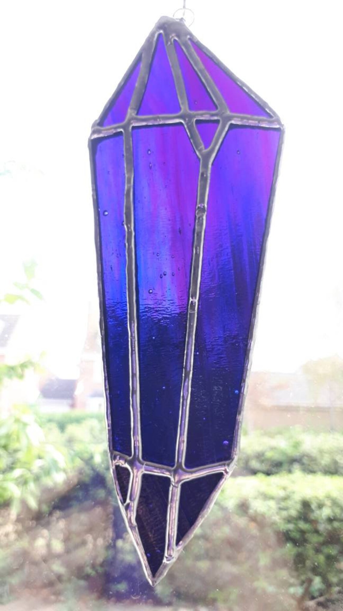 Dark purple Crystal stained glass suncatcher crystal shard | Etsy