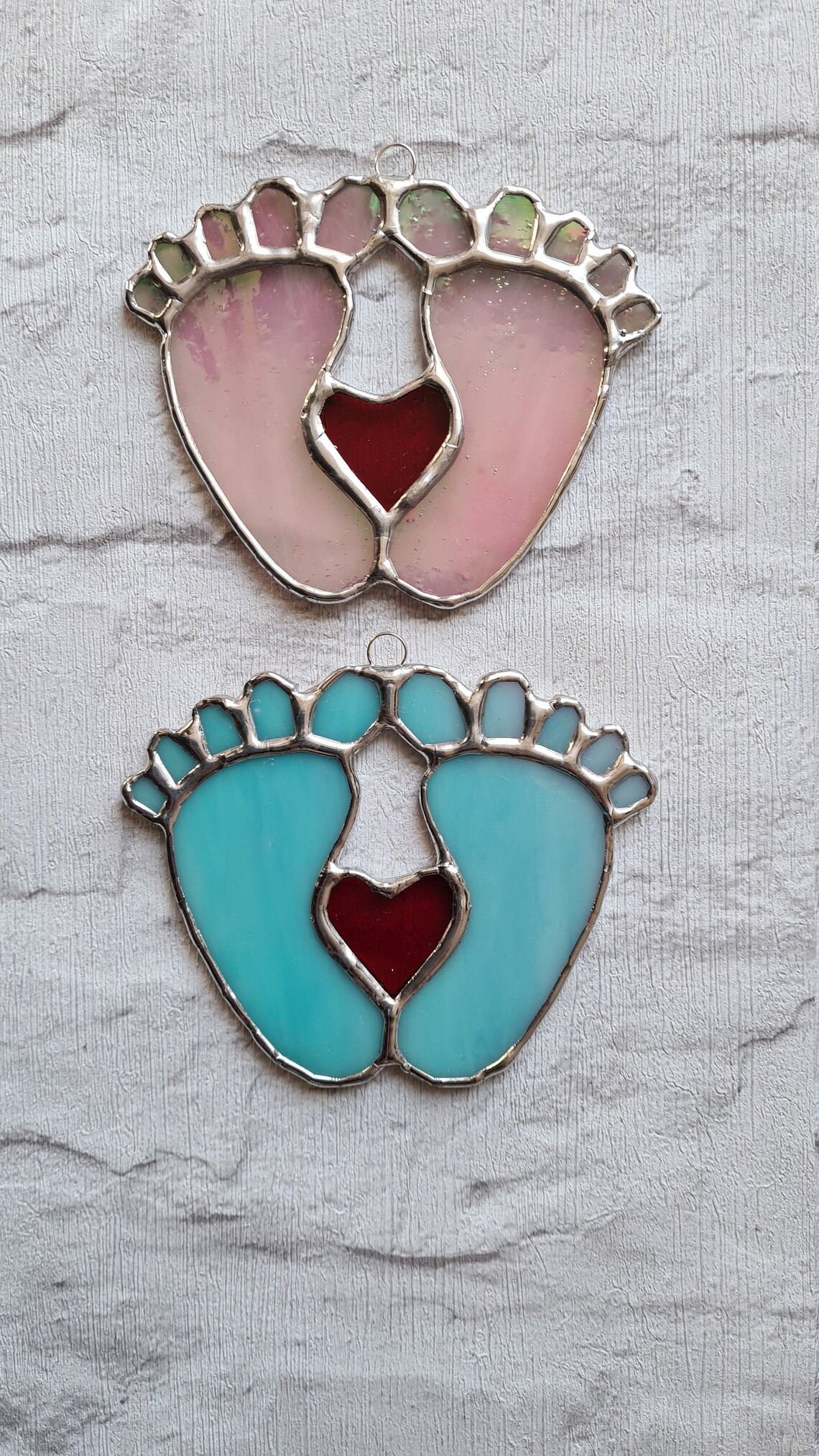 Stained Glass Baby Feet With Love Heart | New Parent Gift | Shower Gift ...