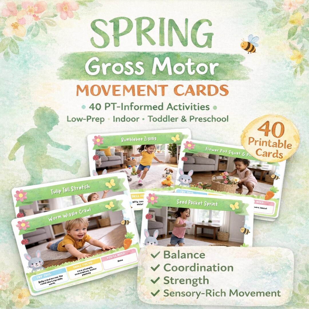 Spring Gross Motor Movement Cards for Toddlers | Pt-informed Indoor ...