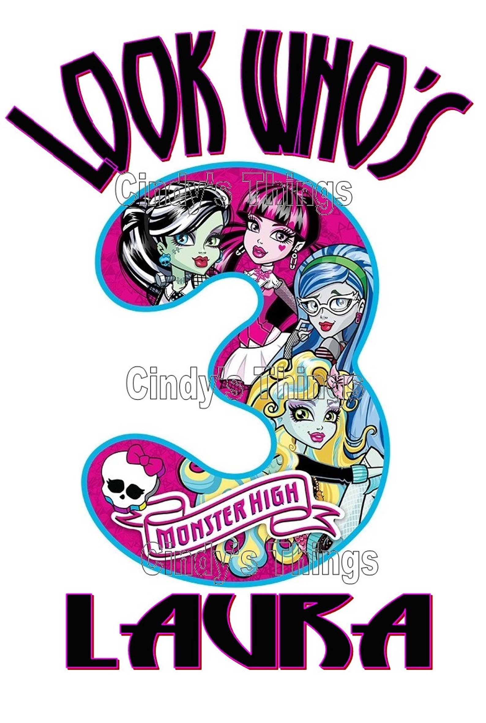 Monster High Birthday Numbers T Shirt Iron on Transfer | Etsy