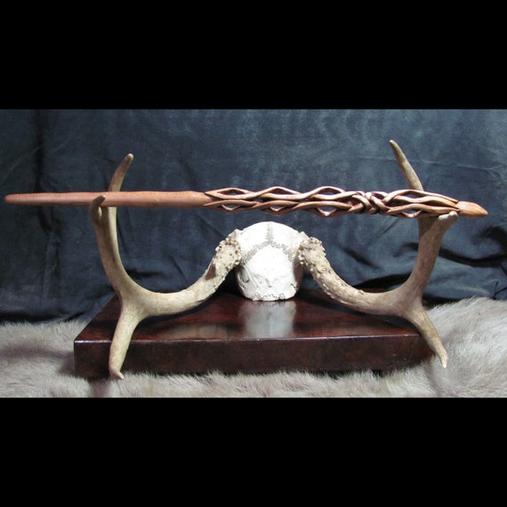 Real Maple Wood Wand With Hand Carved Celtic Knotwork Design | Etsy