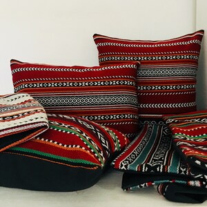 Burgundy Striped Cushions-tribal Cushion Covers-sadu Cushions-bohemian ...