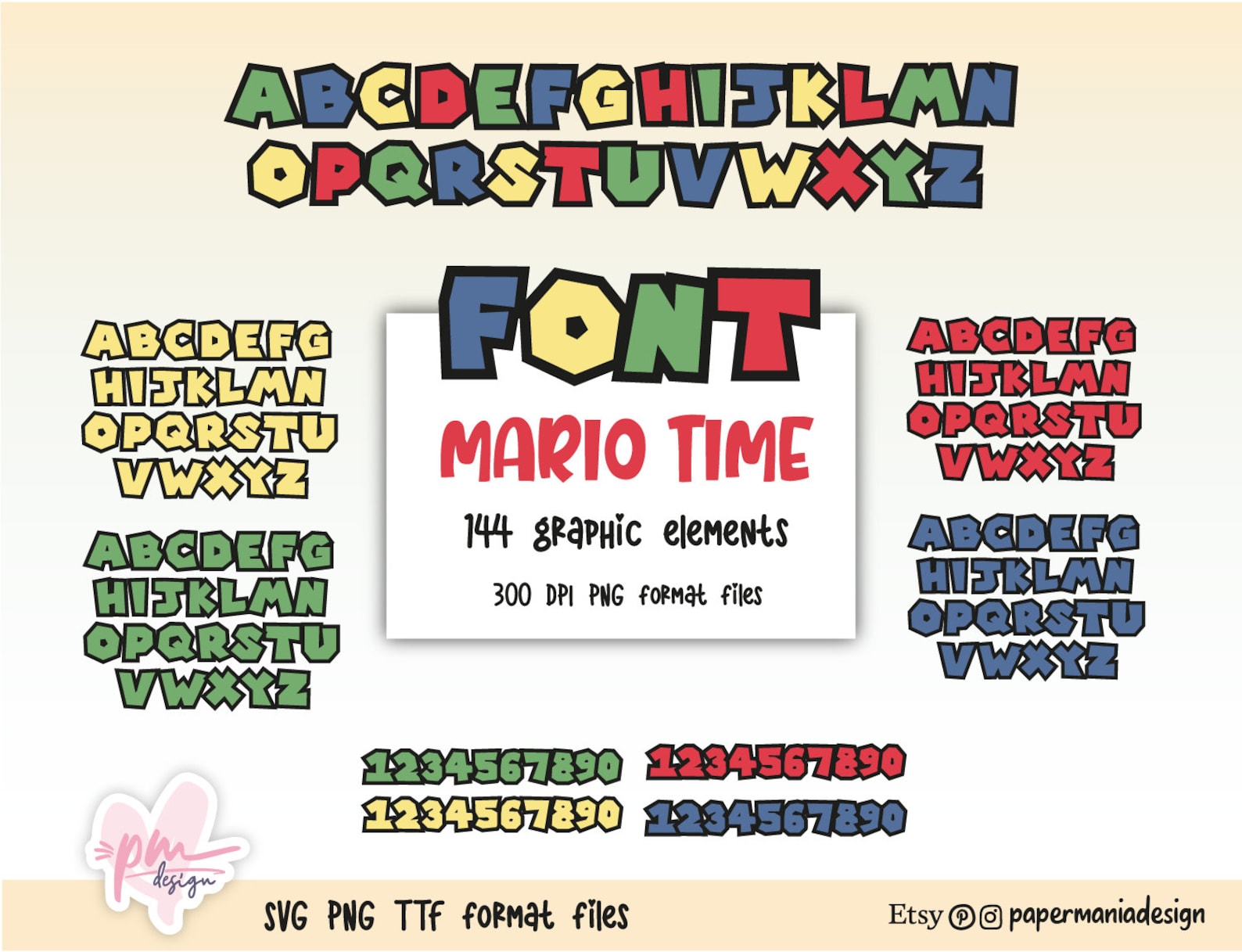 Mario Time Font Mario Bros Inspired Alphabet & Numbers - Etsy