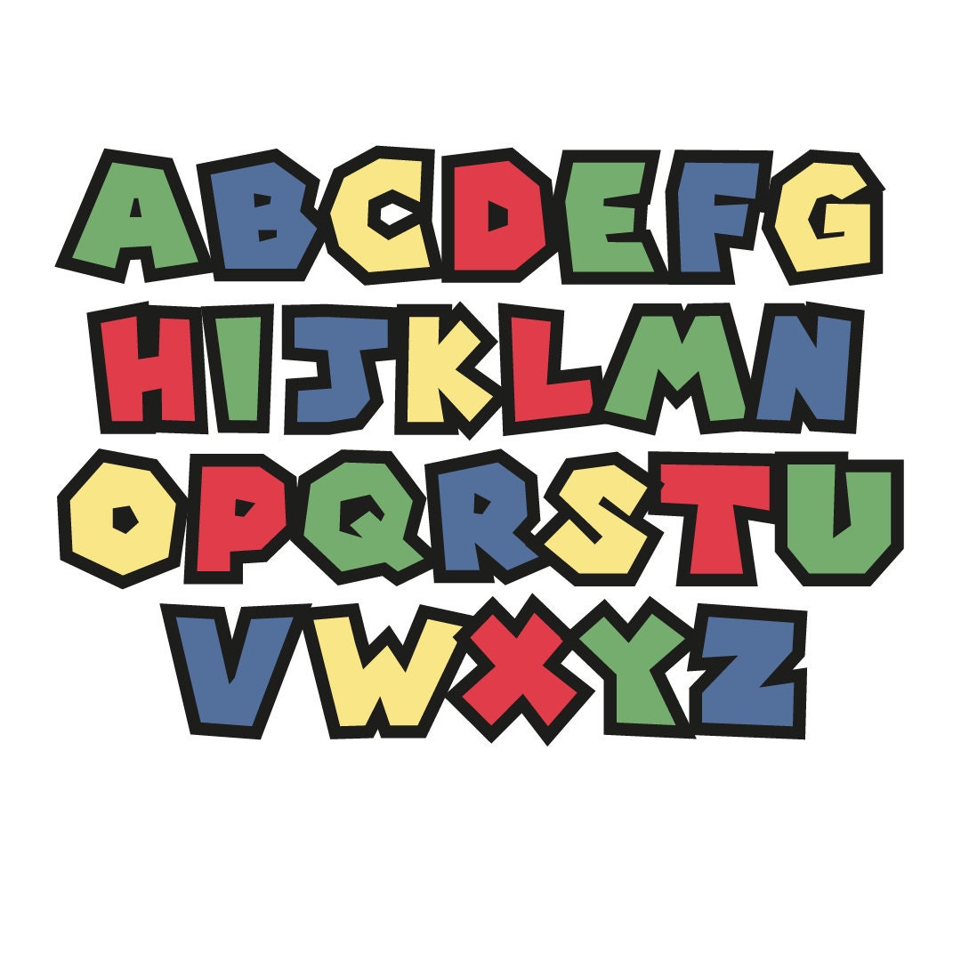 Mario Time Font Mario Bros Inspired Alphabet & Numbers - Etsy