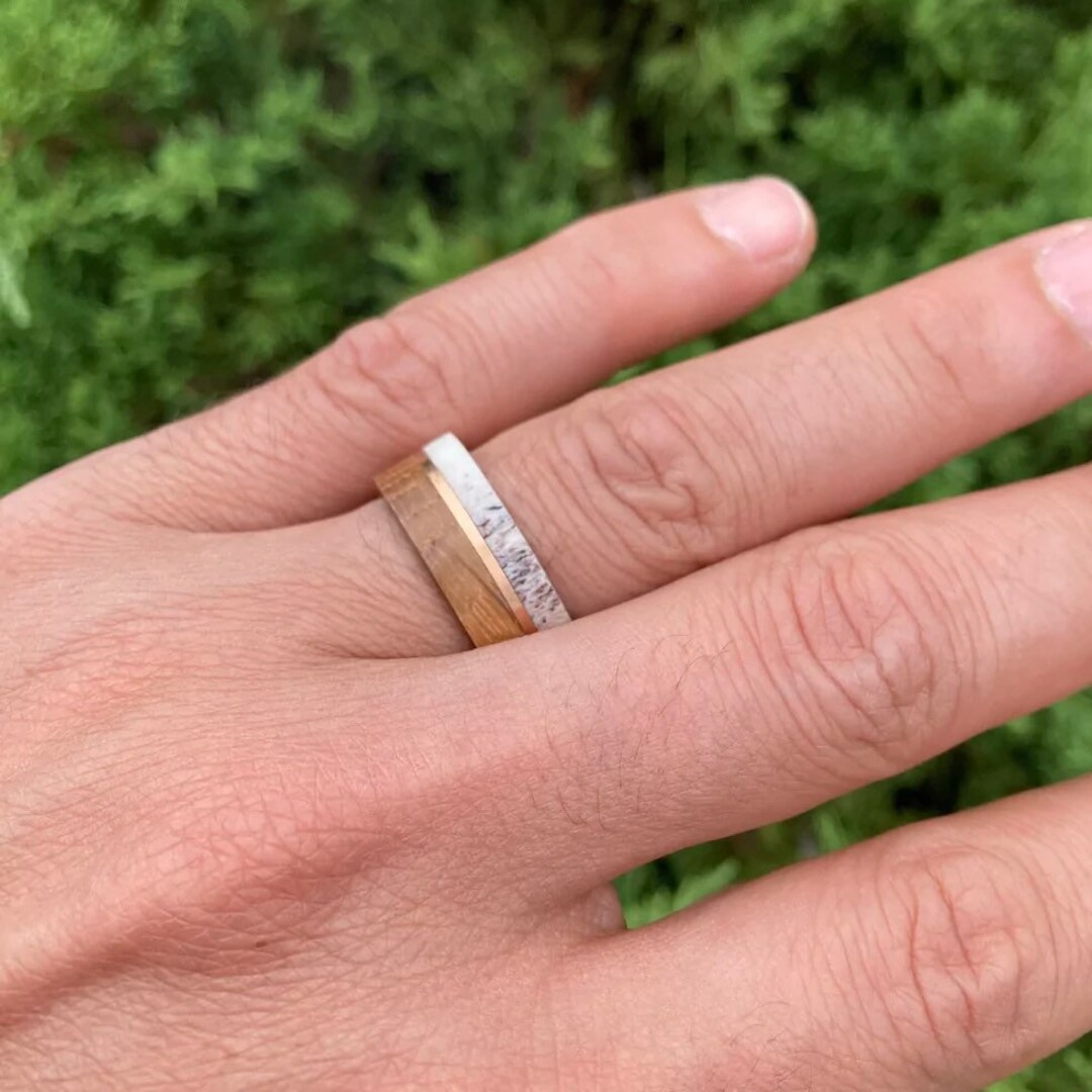 Wood Men's Wedding Ring Men's Wedding Ring Whiskey Wood Men's Ring Men ...