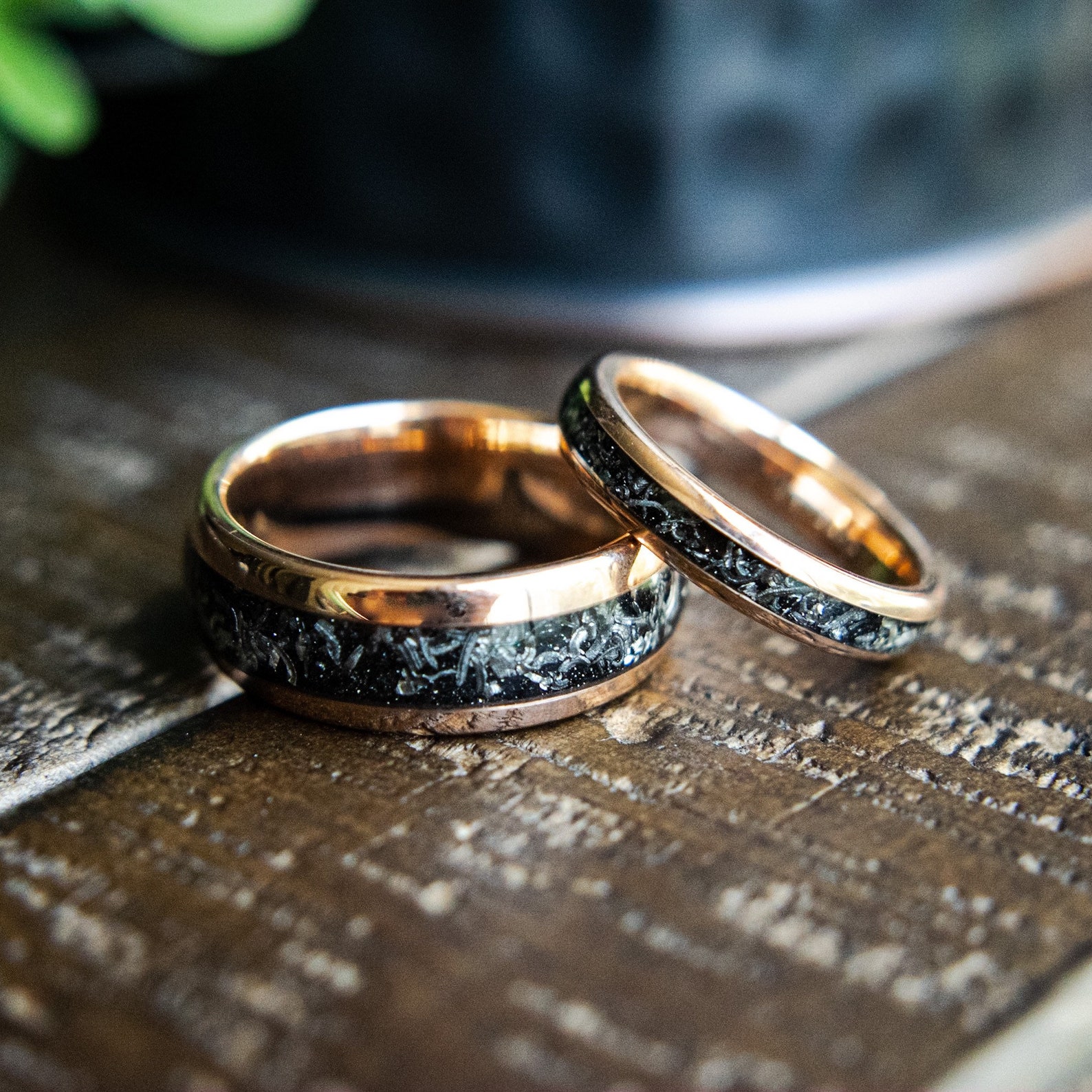 Couples Meteorite Wedding Bands His Hers Wedding Ring Set - Etsy
