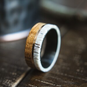 Wood Men's Wedding Ring - Men's Wedding Ring - Whiskey Wood Men's Ring ...