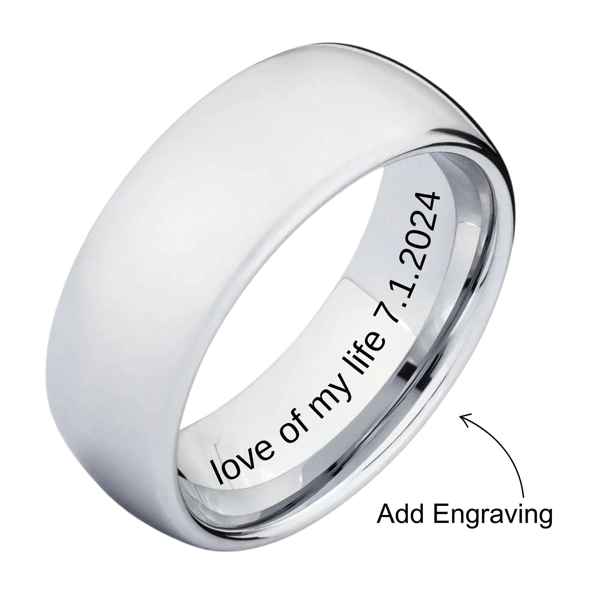 Men's Classic White Gold Wedding Ring - Men's Tungsten Ring - Classic ...