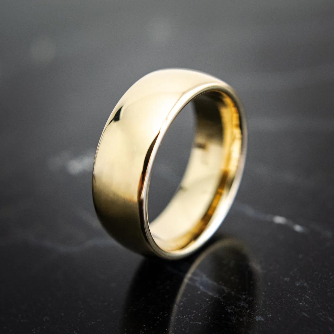 Men's Classic Gold Wedding Ring - Men's Tungsten Ring - Classic Gold ...
