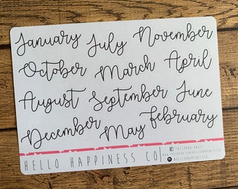 SMALL Skinny Script Months of the Year Planner Stickers | Etsy