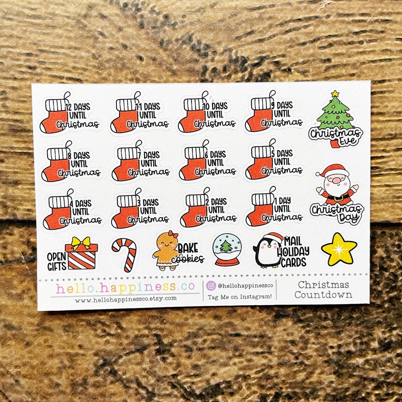 Christmas Countdown Stickers - Etsy