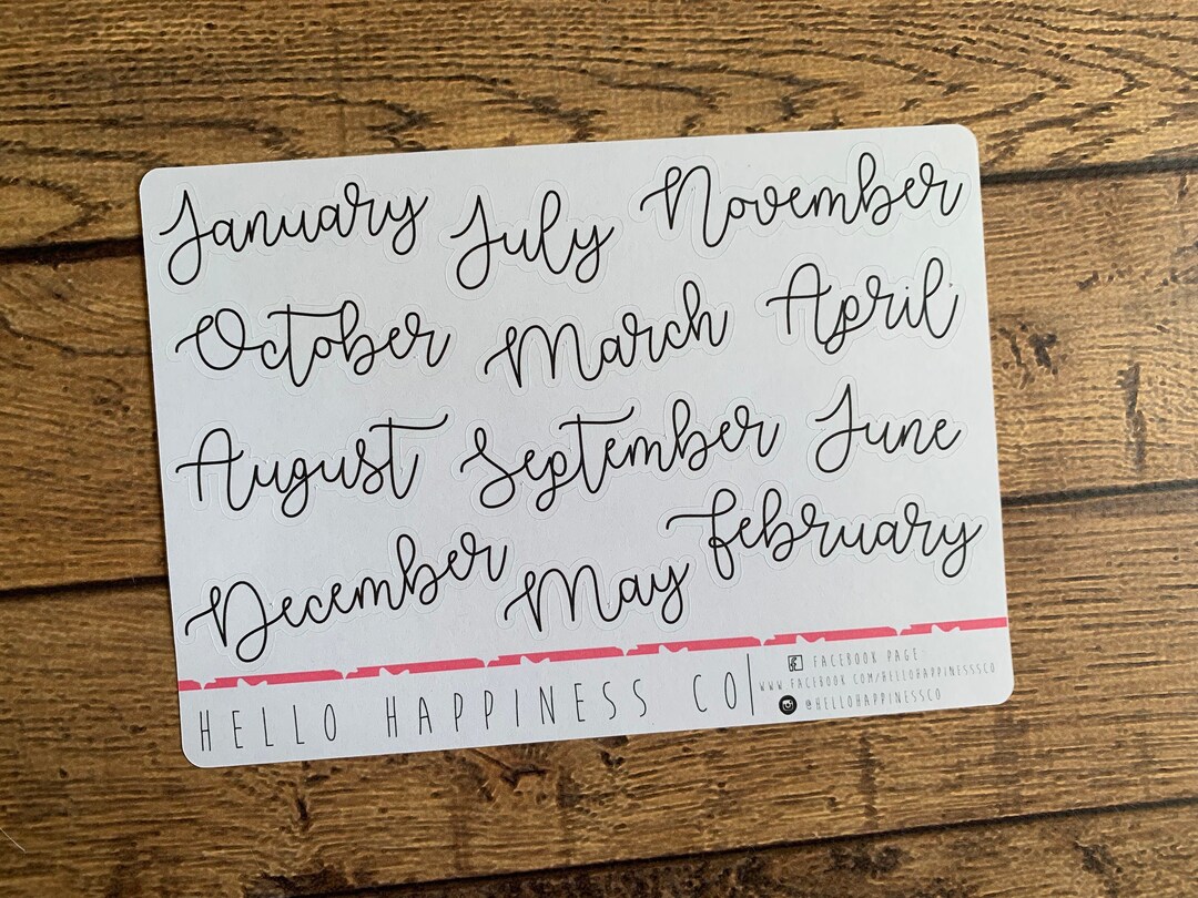 Large Skinny Script Months of the Year Stickers Planner Stickers - Etsy