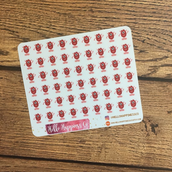 MINI Red Monsters Planner Stickers | Etsy
