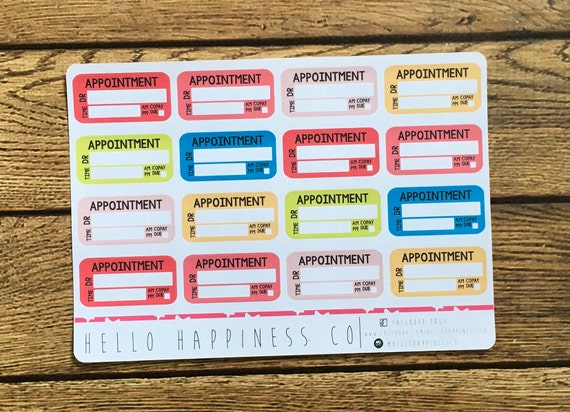 Doctor Appointment Stickers Multiple Color Options | Etsy