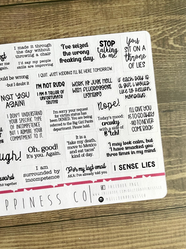 Snarky Work and Office Quotes - Planner Stickers - Etsy