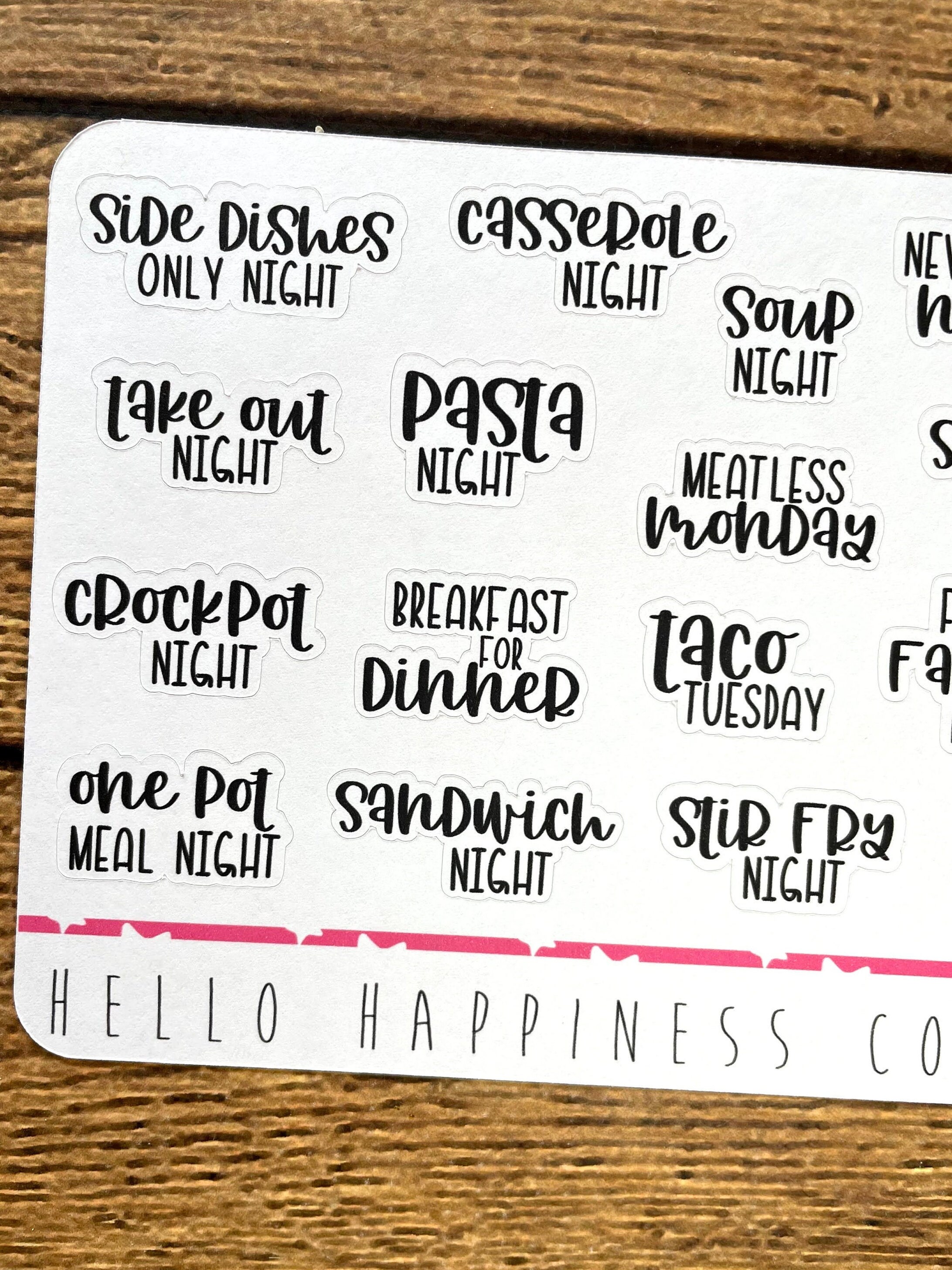 Dinner Meal Ideas - Hand Lettered Planner Stickers - Etsy