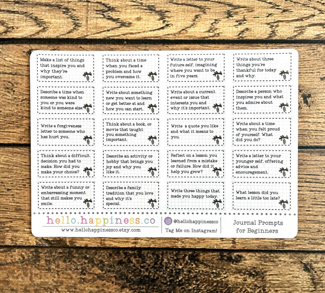 Journal Prompts Stickers for Beginners: A5 Journal Add-on - Etsy