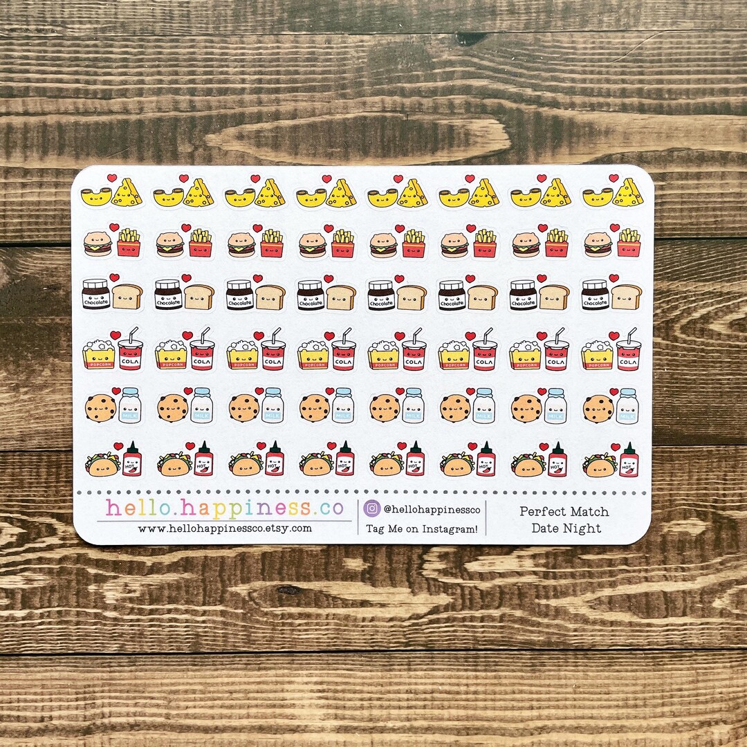 Doodle Perfect Match - Date Night - Planner Stickers - Etsy