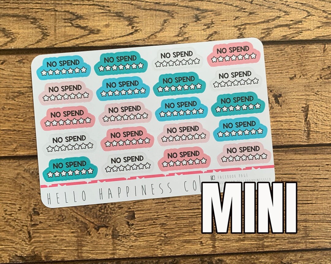 MINI No Spend Planner Stickers Many Color Options - Etsy