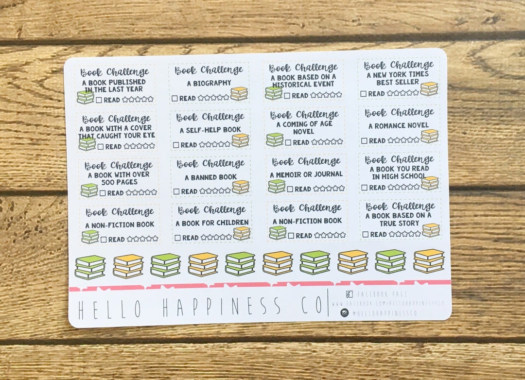 Bookworm Challenge Planner Stickers - Etsy