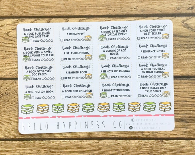 Bookworm Challenge Planner Stickers - Etsy