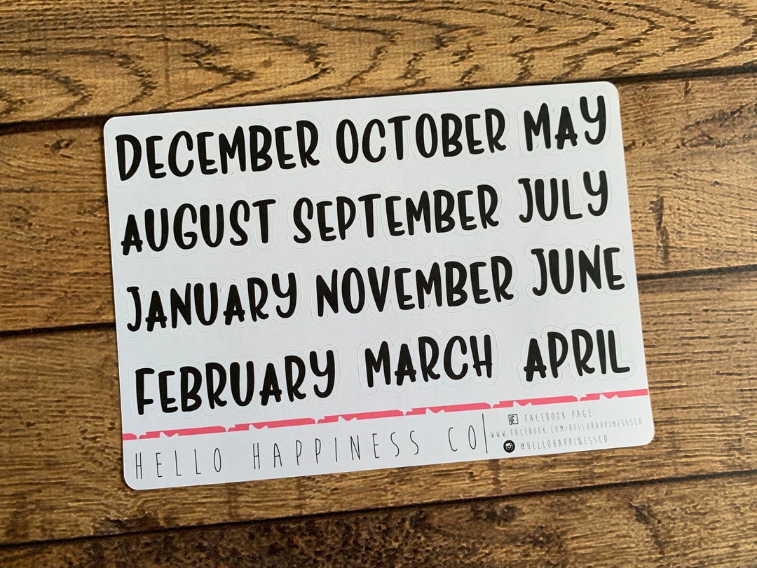 Large Bold Script Months of the Year Stickers Planner Stickers - Etsy