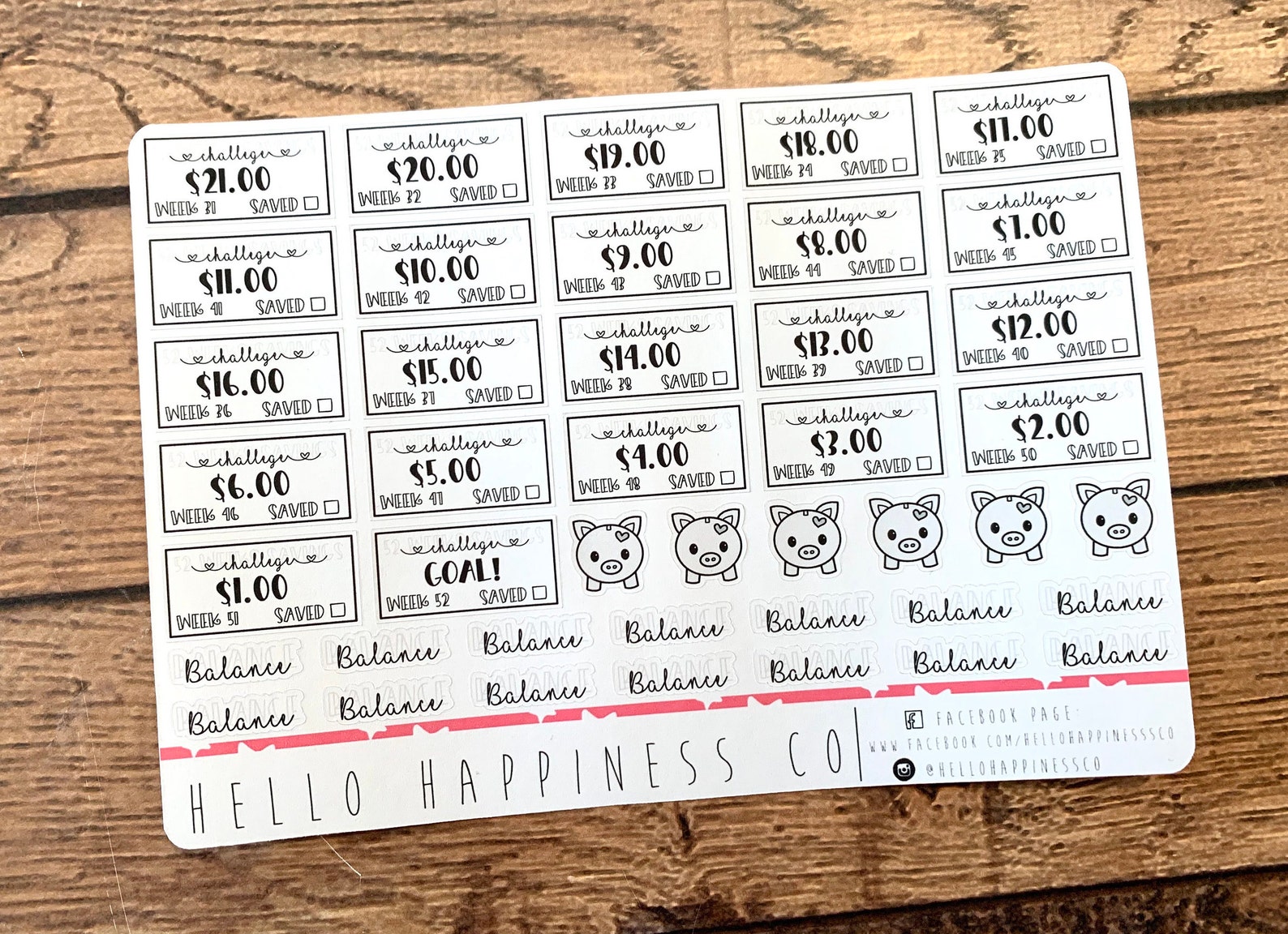 52 Week Savings Challenge Planner Stickers - Etsy