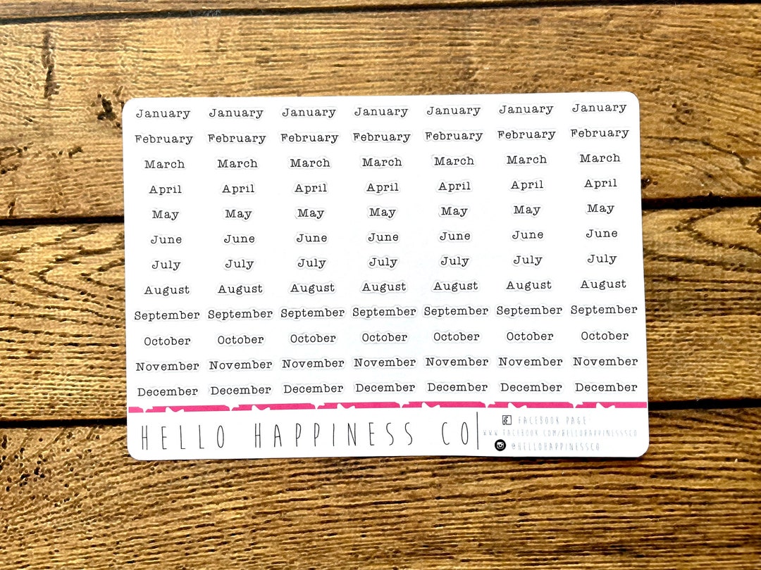 Mini Months of the Year Stickers - Planner Typography Stickers ...