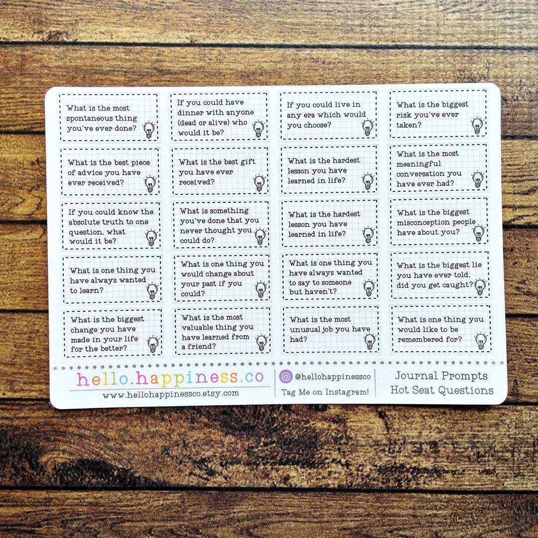 Hot Seat Questions Journal Prompts - Planner Stickers - A5 Lined ...