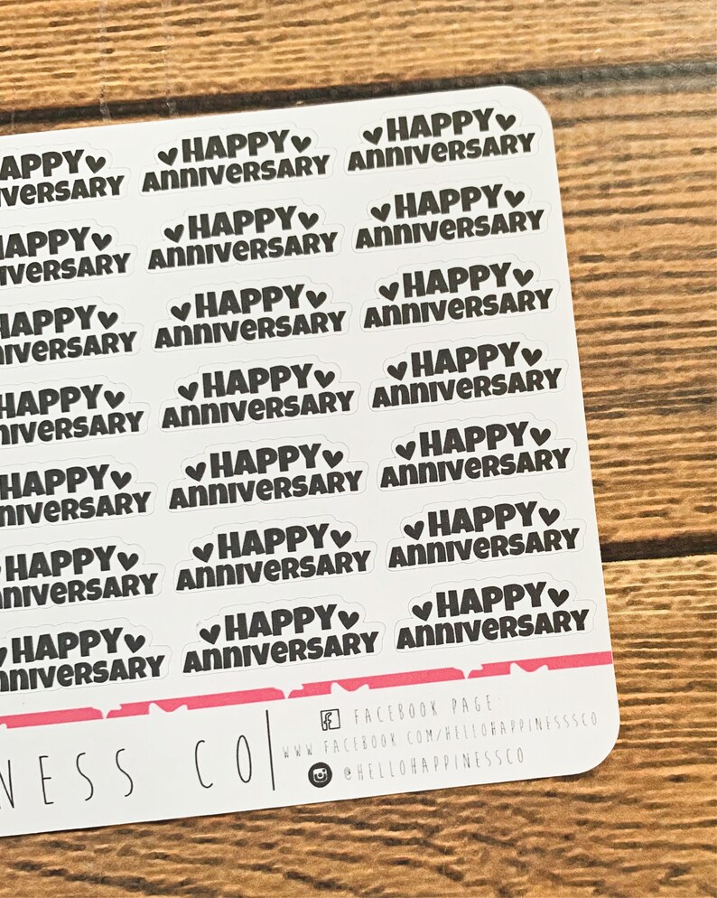 Happy Anniversary Typography Planner Stickers | Etsy