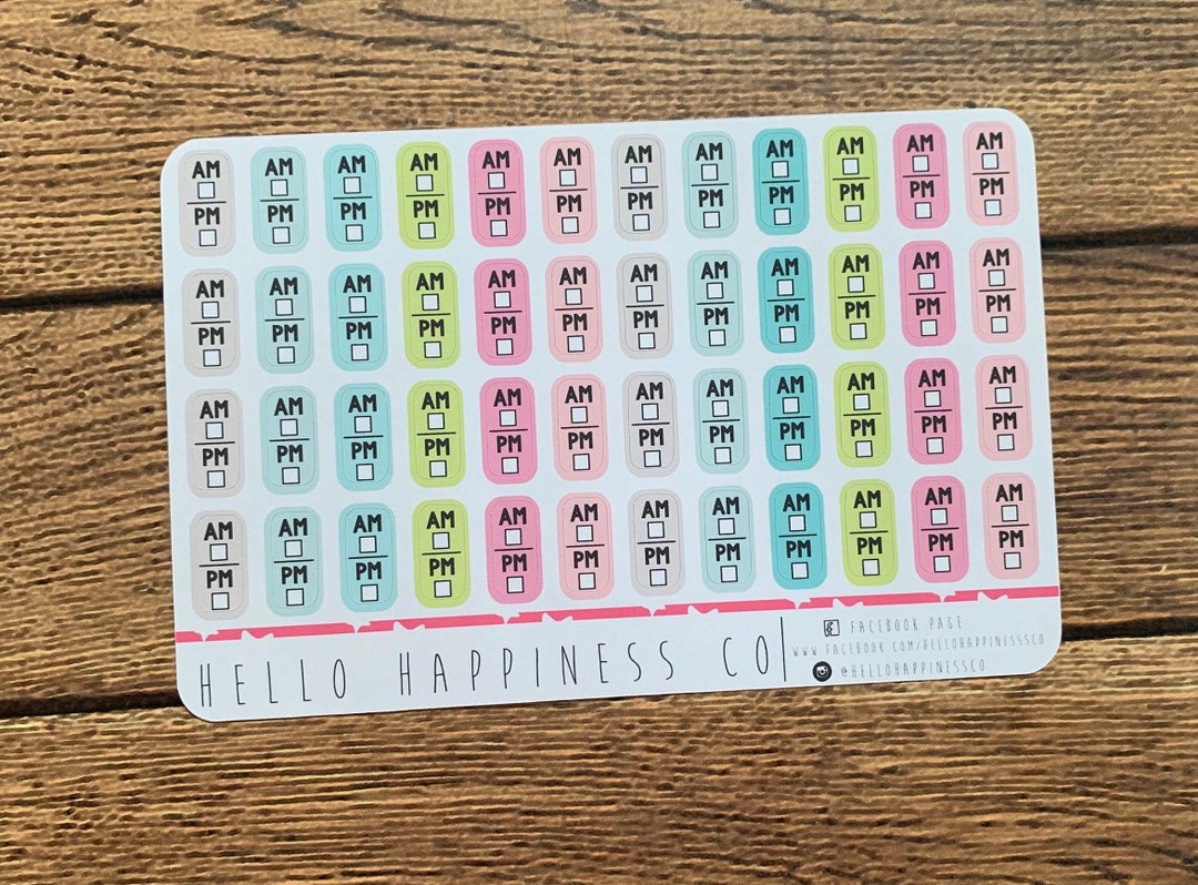 AM/PM Tracking Planner Stickers - Many Color Options - Etsy