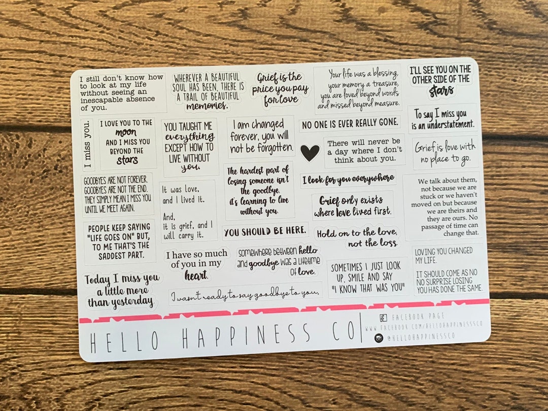 Grief and Loss Quote Planner Stickers - Etsy