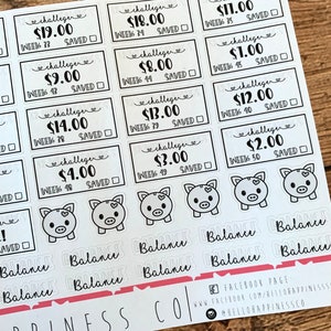 52 Week Savings Challenge Planner Stickers - Etsy