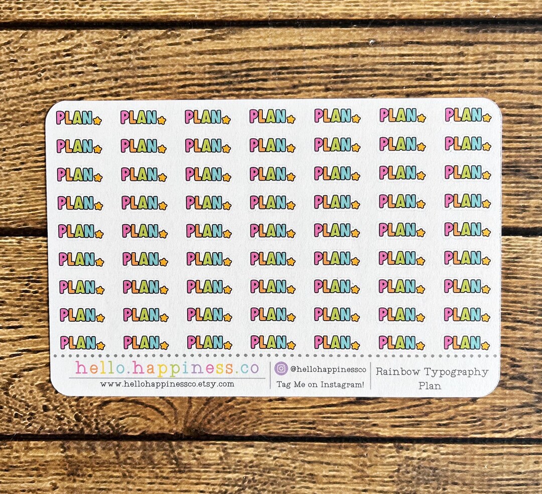 Plan Stickers - Rainbow Typography Stickers - Planner Stickers - Gifts ...