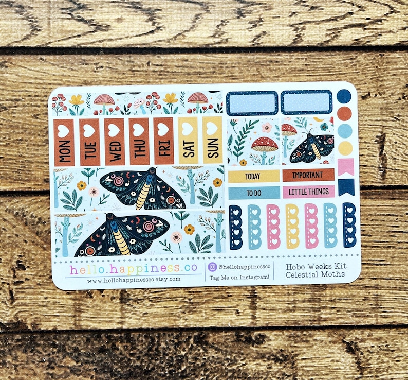 Celestial Moths Planner Stickers: Hobonichi Weeks Weekly Kit - Etsy