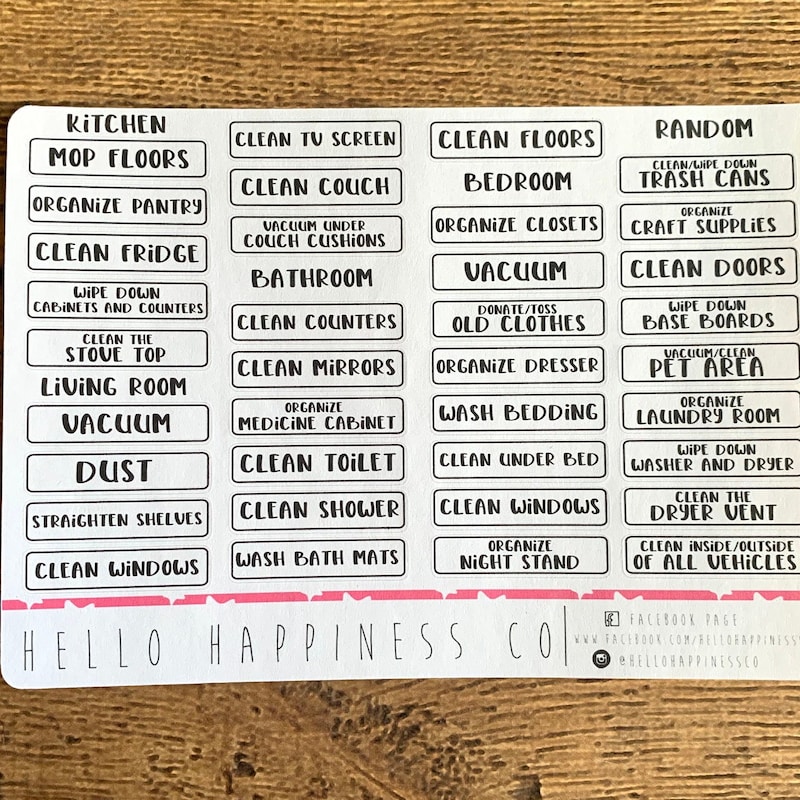 Cleaning Planner Stickers - Etsy