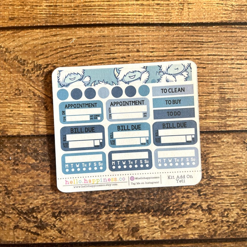 Yeti - Hobonichi Weeks Sticker Kit - Weekly Kit - Gifts for Planners - Etsy