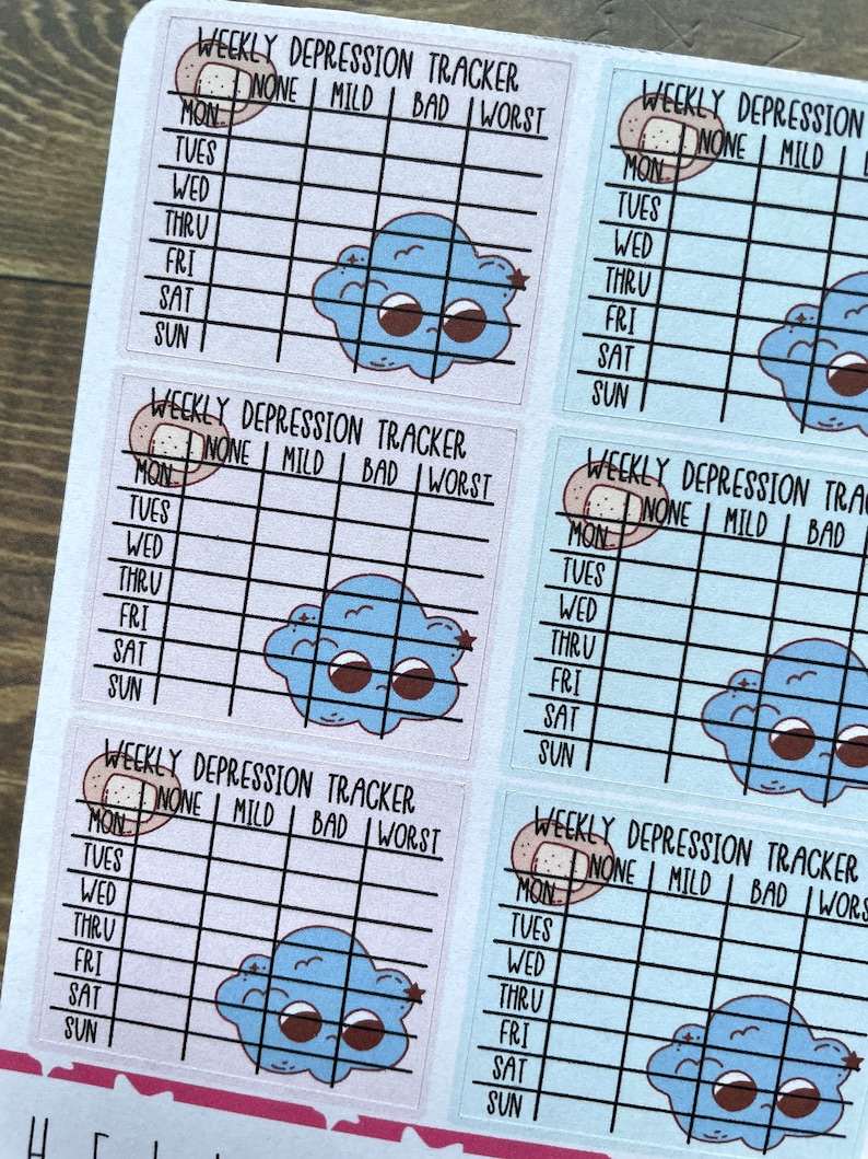 Weekly Depression Tracker - Mental Health Planner Stickers - Background ...