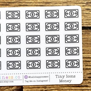 Money Tiny Icons Micro Minimalist Stickers Credit Card Sized Sheet - Etsy