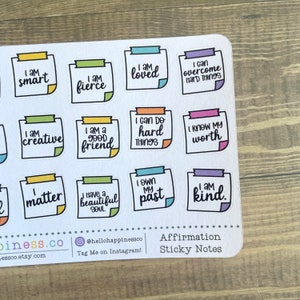 Colorful Affirmation Sticky Note Stickers - Planner Stickers - Etsy
