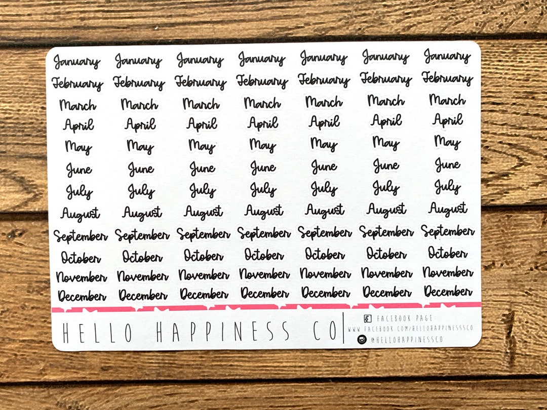 Mini Months of the Year Stickers - Grace Script Stickers - Planner ...