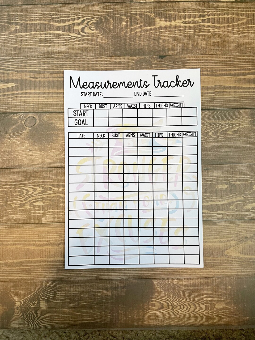Jumbo A5 Sticker Flake - Measurements Tracker - Etsy
