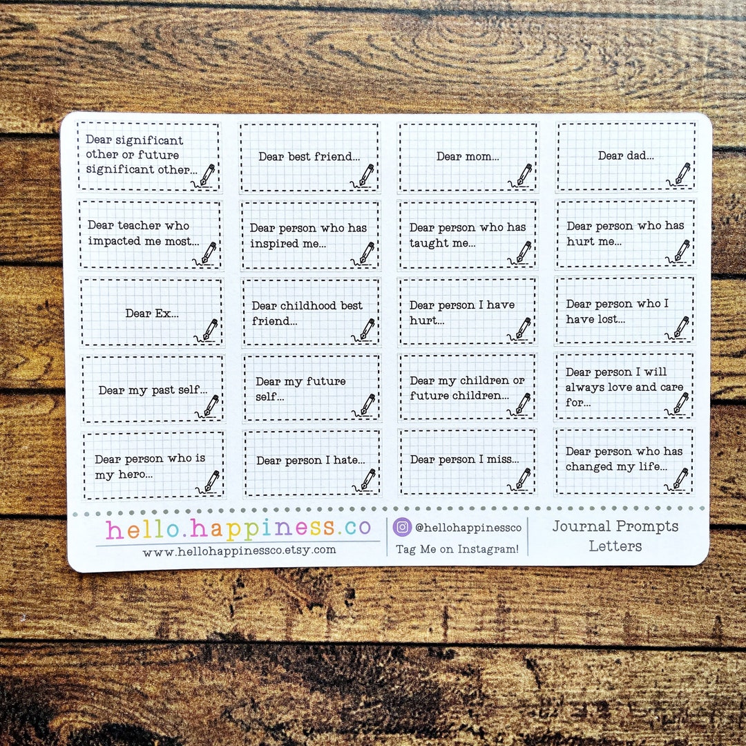 Letters - Journal Prompts - Planner Stickers - A5 Lined Journal Add-on ...