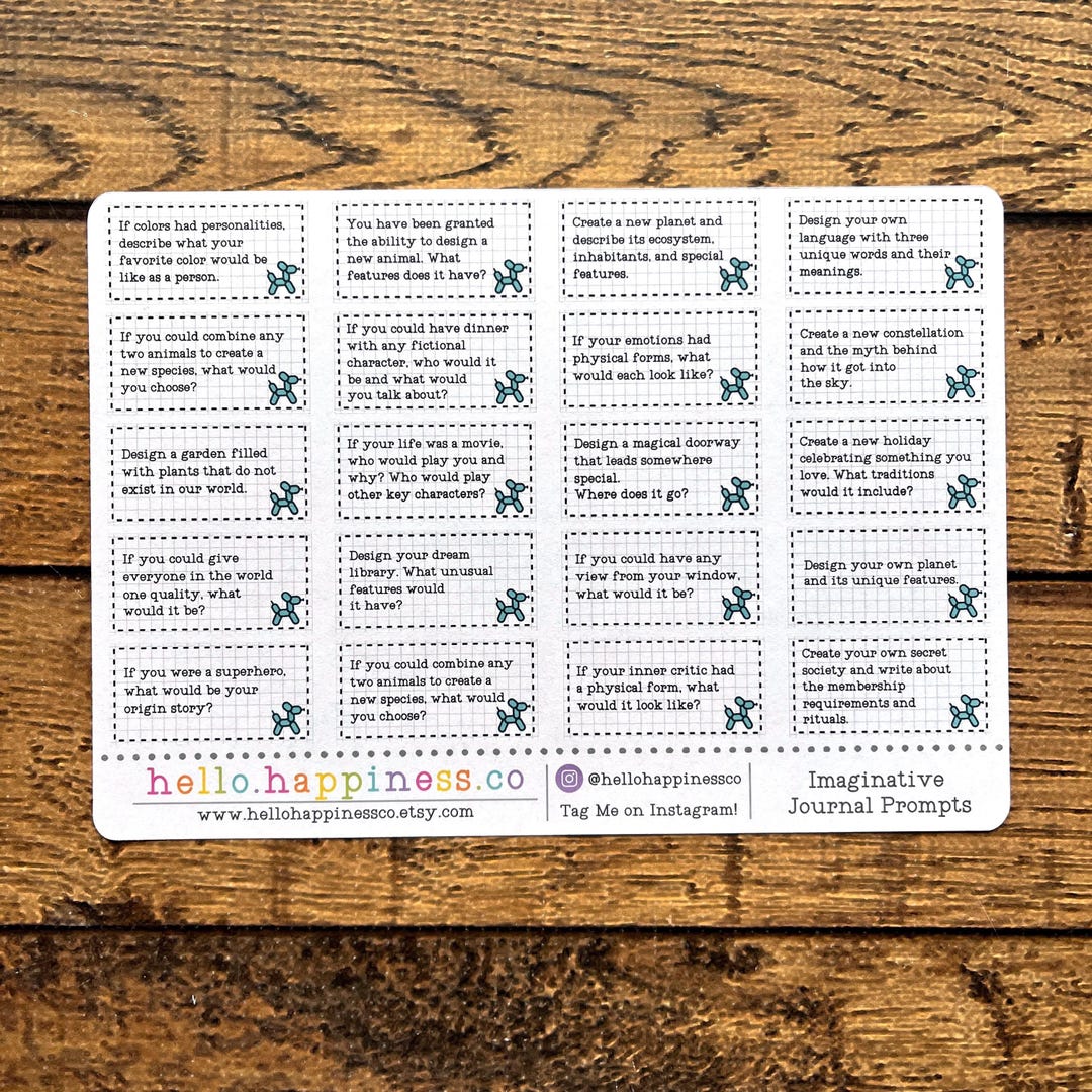 Imaginative Journal Prompts Stickers: A5 Planner, College Ruled - Etsy