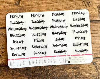 Planner Stickers Days of the Week Planner Stickers Days of - Etsy